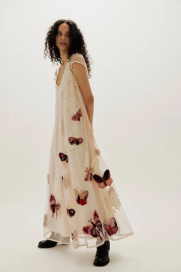 knee length dresses for ladies Monarca Butterfly Printed Maxi Dress main image 0
