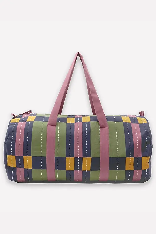 ANCHAL Lattice Canvas Duffle Bag - Berry