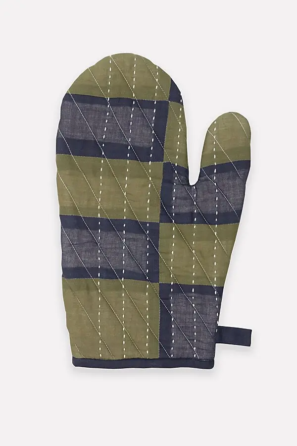 ANCHAL Trellis Colorblock Oven Mitt - Pine