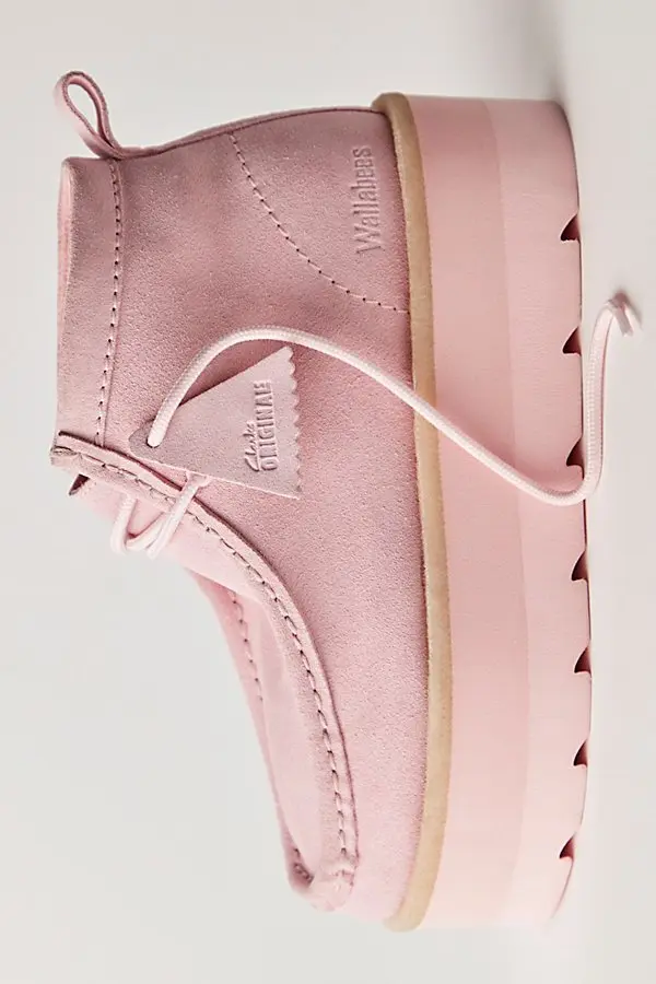 Clarks Meare Elevated Wallabee Boots - Light Pink Suede - Fp Exclusive