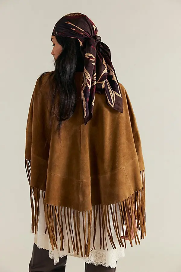 Free People Suede Shawl With Fringe Detailing