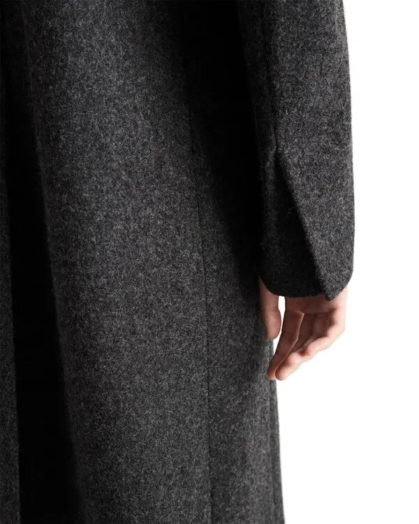 Prada Shetland Wool Coat With Jewel Buttons - Grey
