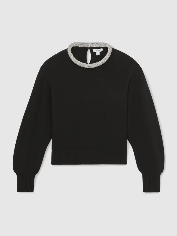 REISS Wool-blend Jumper With Cashmere And Necklace Trim