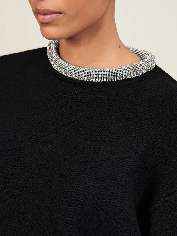 REISS Wool-blend Jumper With Cashmere And Necklace Trim