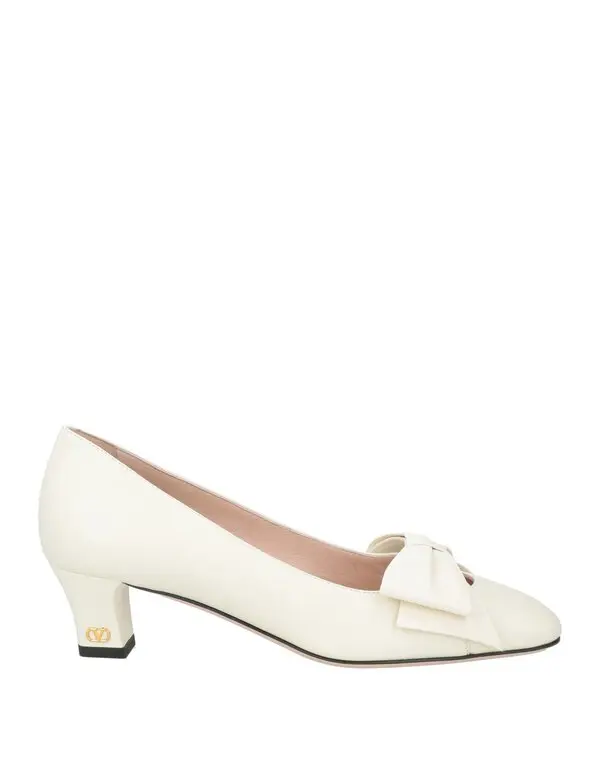Valentino Garavani Leather Bow Pumps - Cream