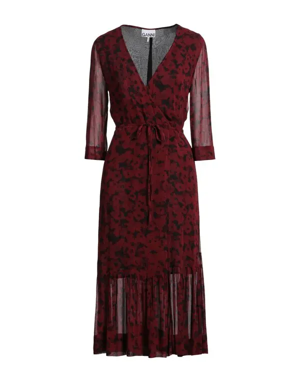 Ganni Midi Wrap Dress - Red - 59% Off | Editorialist