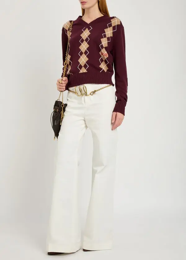 Chloé Argyle Intarsia Wool And Cashmere-blend Jumper