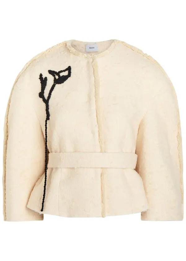 Erdem Cocoon Cropped Woven Jacket - Ivory