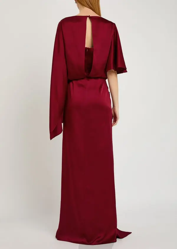 Erdem Draped Crystal-embellished Satin Gown - Red