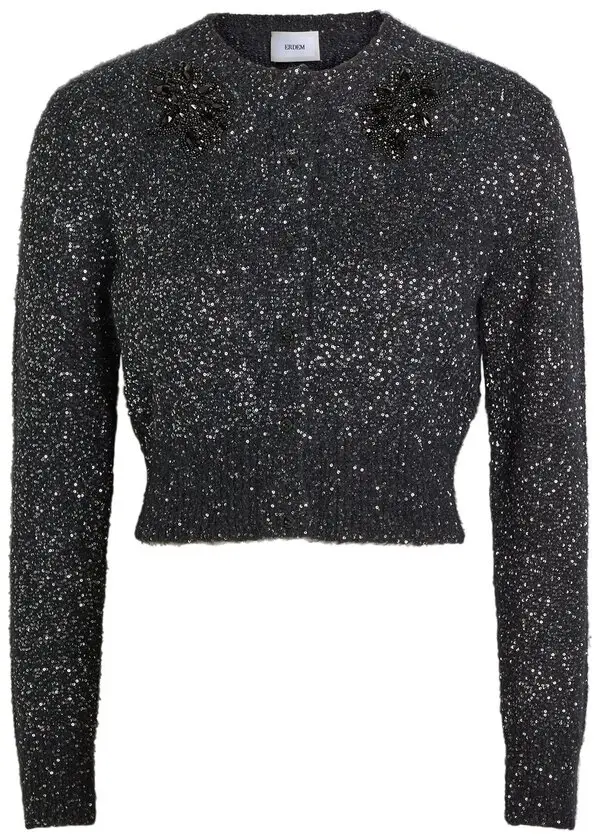Erdem Embellished Alpaca-blend Cardigan
