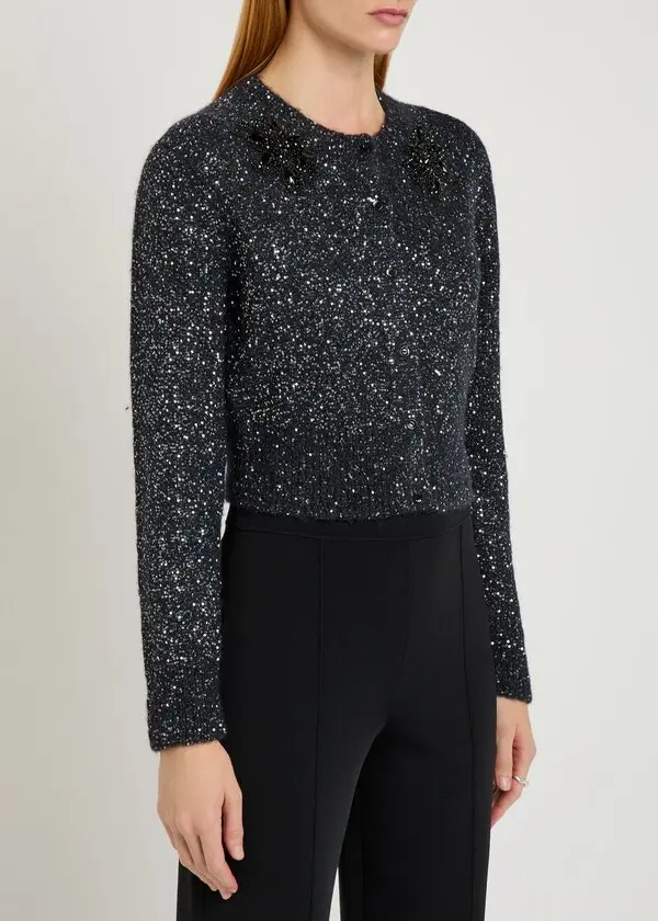 Erdem Embellished Alpaca-blend Cardigan
