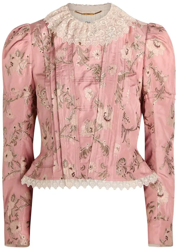 Chloé Floral-jacquard Silk-blend Jacket