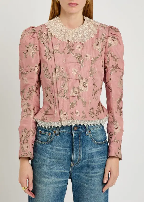 Chloé Floral-jacquard Silk-blend Jacket