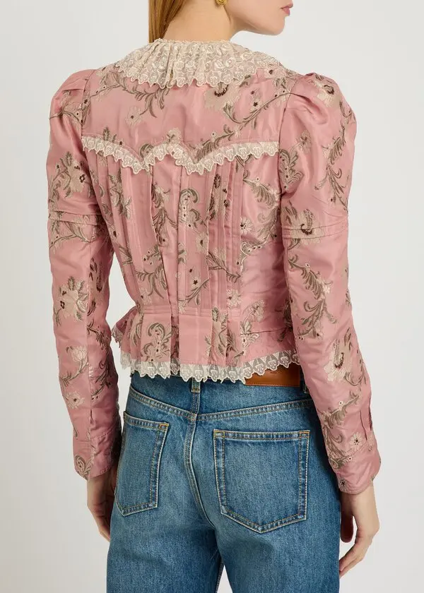 Chloé Floral-jacquard Silk-blend Jacket