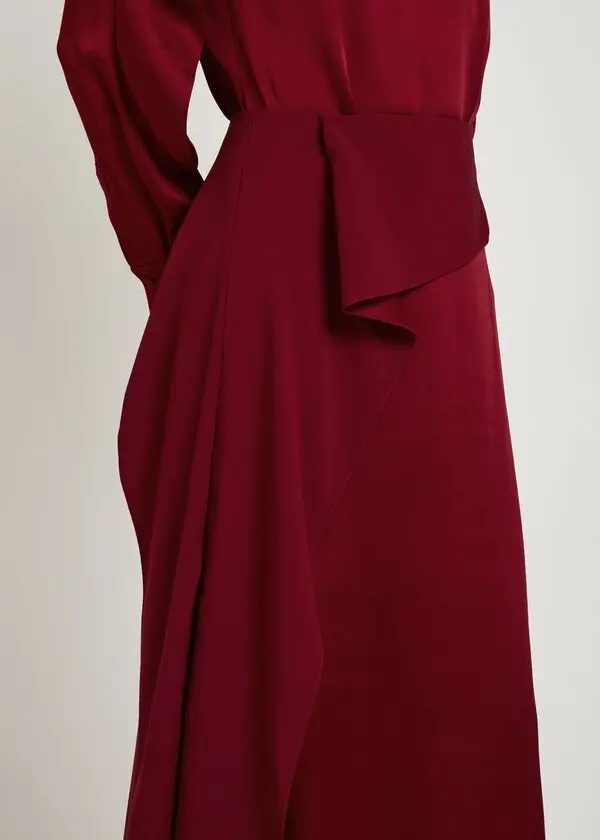 Erdem Draped Satin Midi Skirt - Red