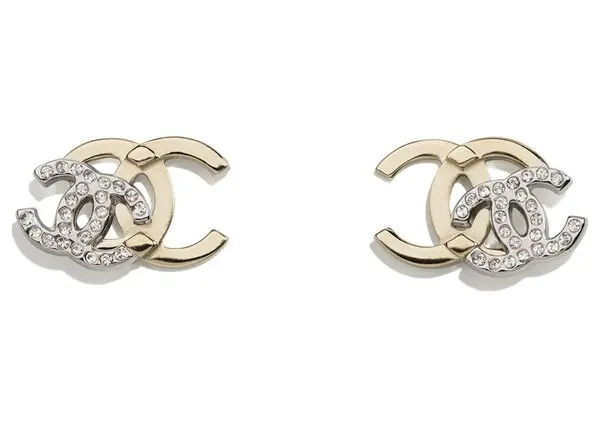 Chanel Interlocking Earrings - Gold/silver/crystal