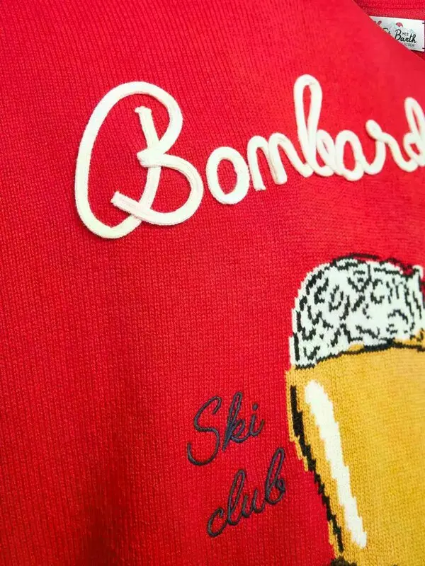 MC2 SAINT BARTH Ribbed Crew Neck Long Sleeve Sweater With Beer Motif