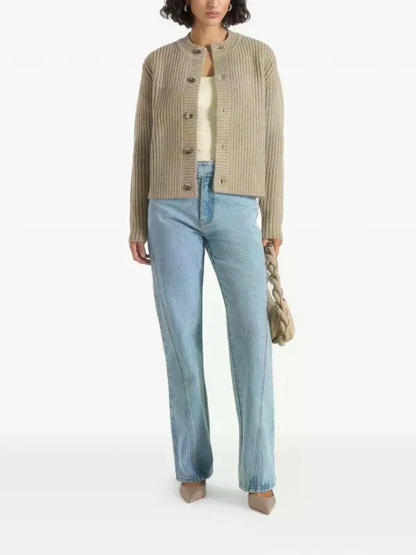 Manière De Voir Maniere De Voir Alix Crew-neck Ribbed Cardigan With Marble Buttons