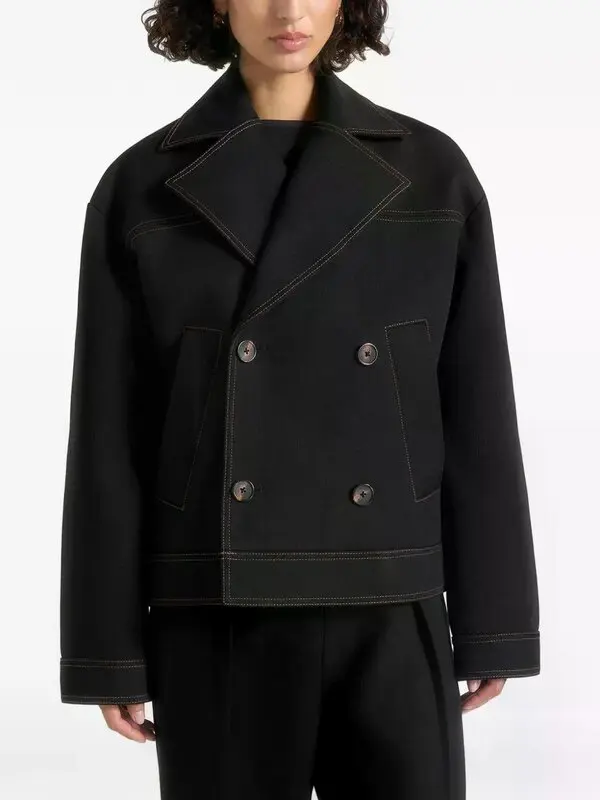 Manière De Voir Mika Double-breasted Tailored Jacket With Contrast Stitching