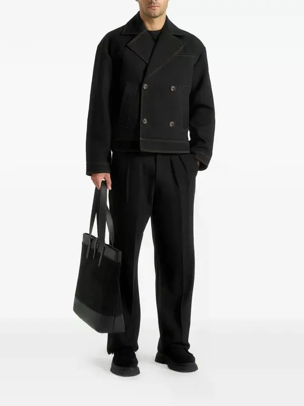 Manière De Voir Mika Double-breasted Tailored Jacket With Contrast Stitching