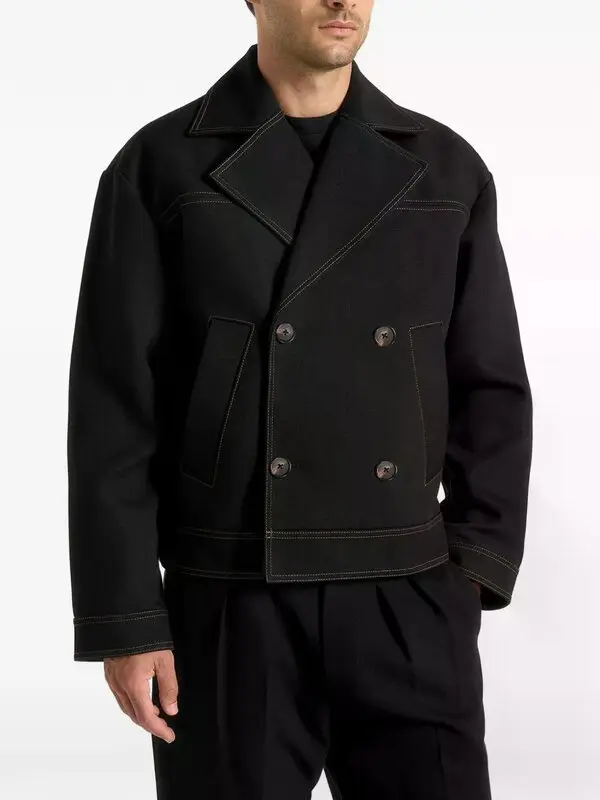 Manière De Voir Mika Double-breasted Tailored Jacket With Contrast Stitching