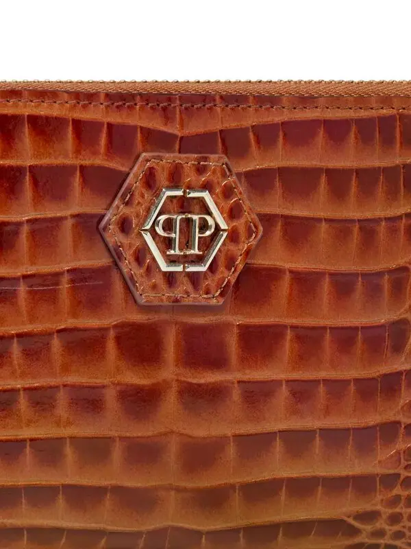 Philipp Plein Crocodile-effect Zip-around Wallet - Brown