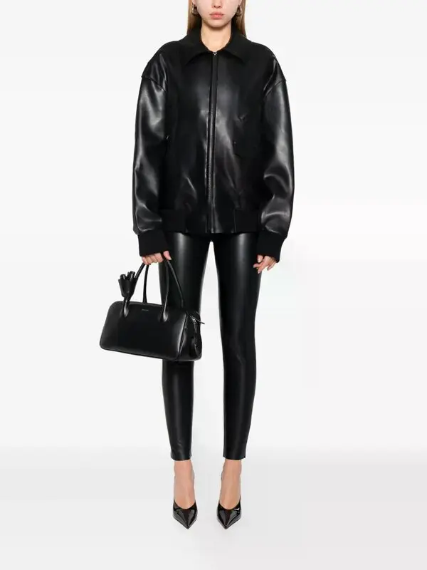 Norma Kamali Faux-leather Shirt Jacket - Black
