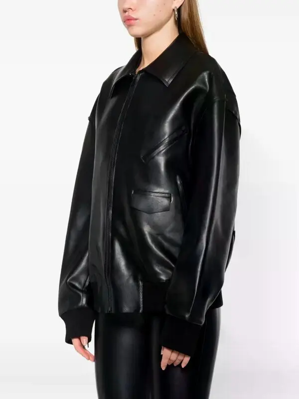 Norma Kamali Faux-leather Shirt Jacket - Black