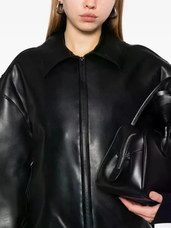 Norma Kamali Faux-leather Shirt Jacket - Black