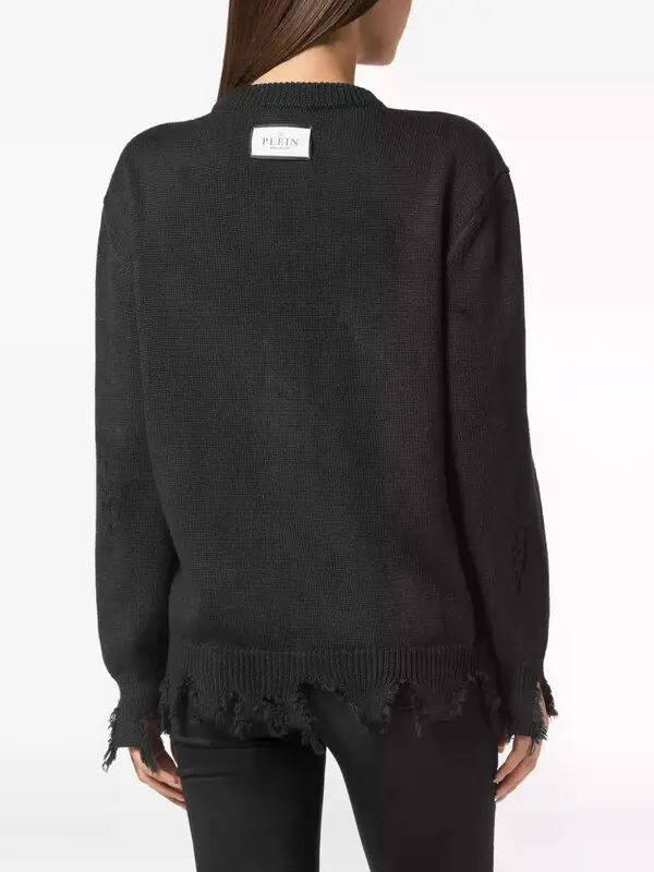 Philipp Plein Deer And Floral Embroidered Knit Pullover