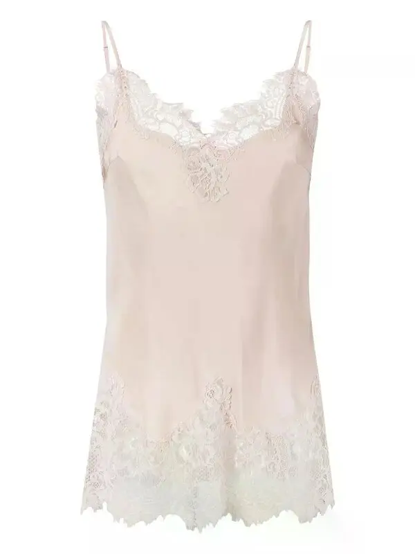 Gold Hawk Lace-trim Top - Pink
