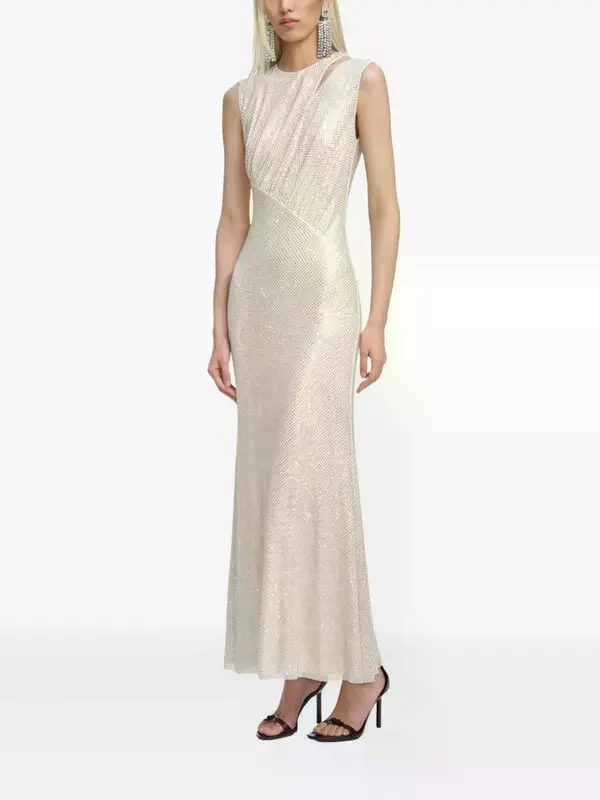 SELF-PORTRAIT Cut-out Embellished Midi Dress - Neutrals