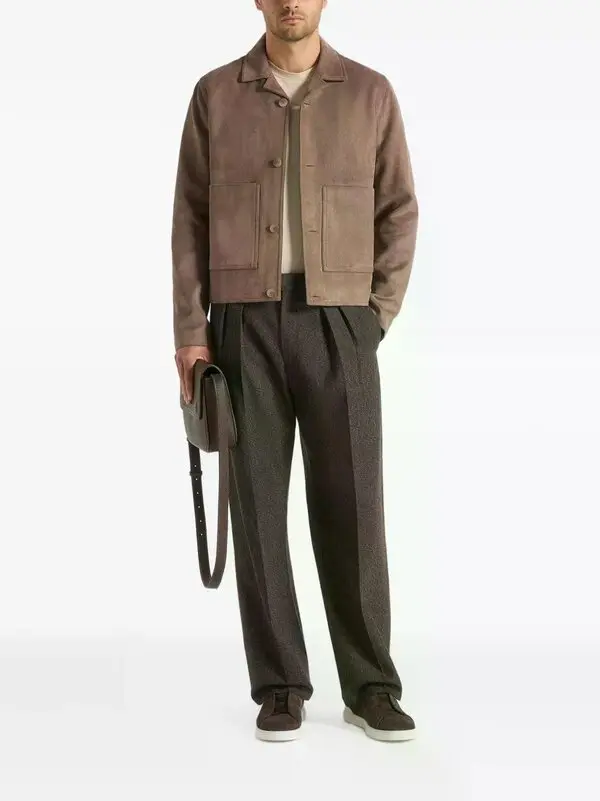 Manière De Voir Maniere De Voir Suede-effect Revere Collar Jacket - Neutrals