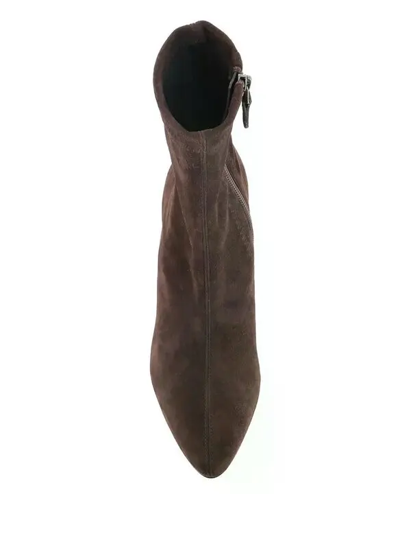 DEL CARLO 55mm Pointed Toe Suede Boots - Brown
