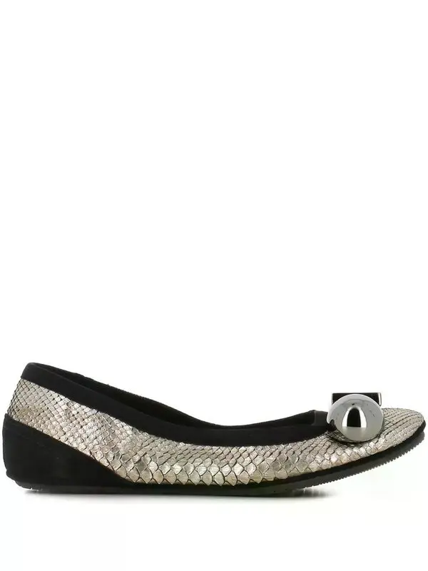 DOVE NUOTANO GLI SQUALI Embellished Ballet Flats - Silver