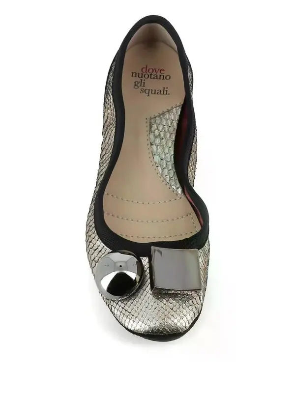 DOVE NUOTANO GLI SQUALI Embellished Ballet Flats - Silver