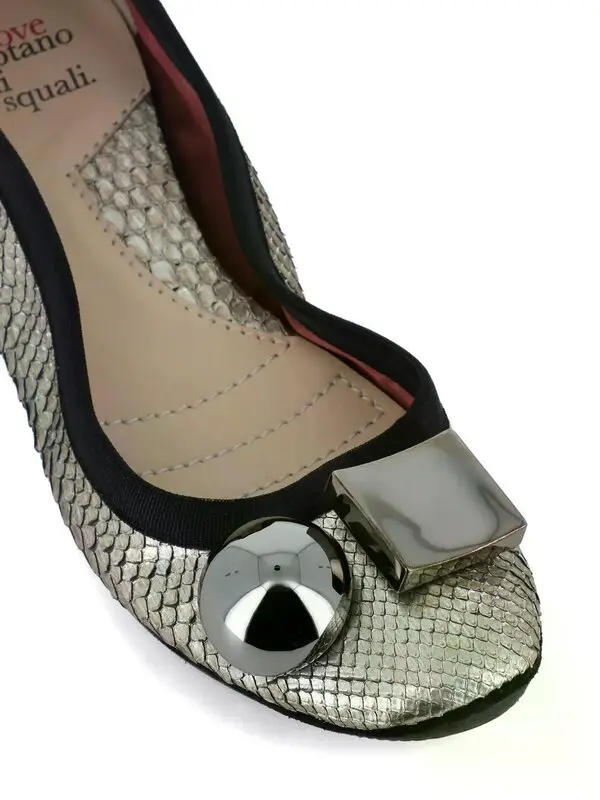DOVE NUOTANO GLI SQUALI Embellished Ballet Flats - Silver