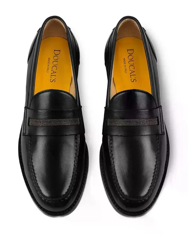 DOUCAL'S Stud-embellished Leather Loafers