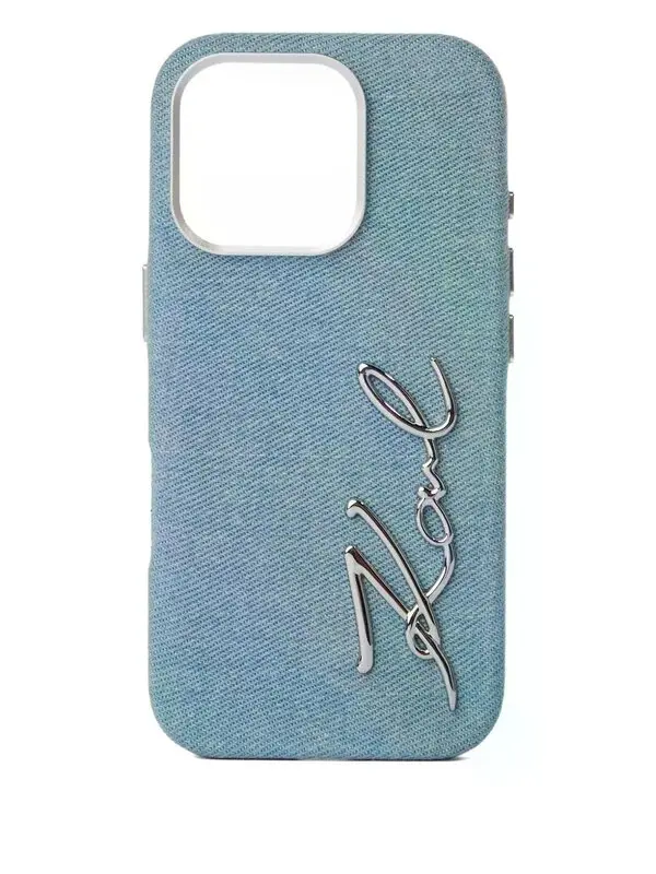 Karl Lagerfeld Signature-logo Denim Iphone Case - Blue