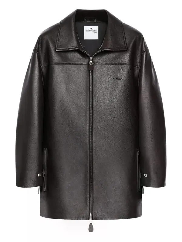 COURREGES Oversized Leather Jacket