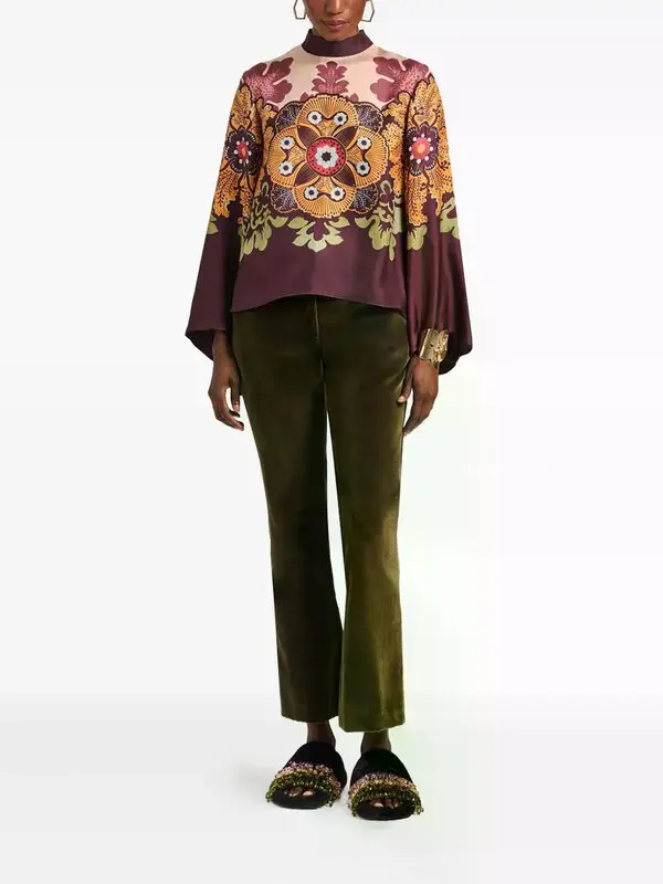La DoubleJ Floral-print Long-sleeve Blouse - Red