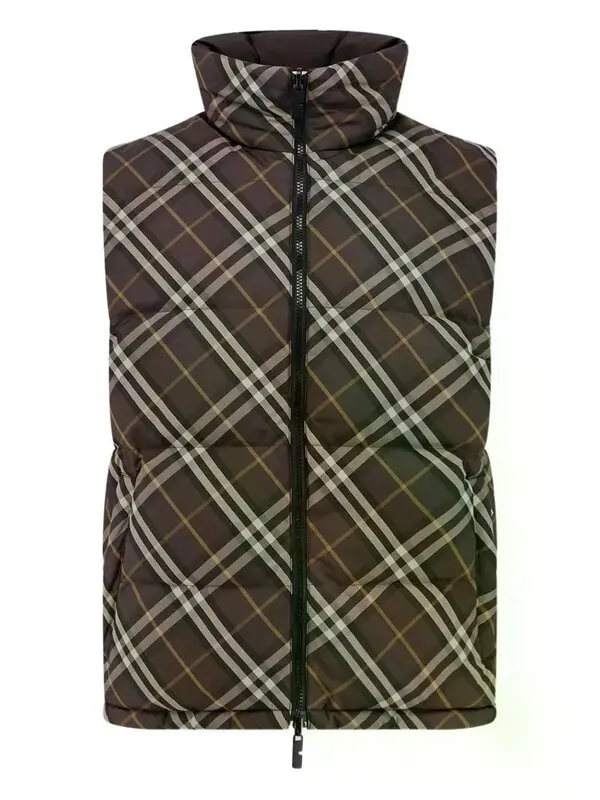 Burberry Check-pattern Padded Gilet - Brown