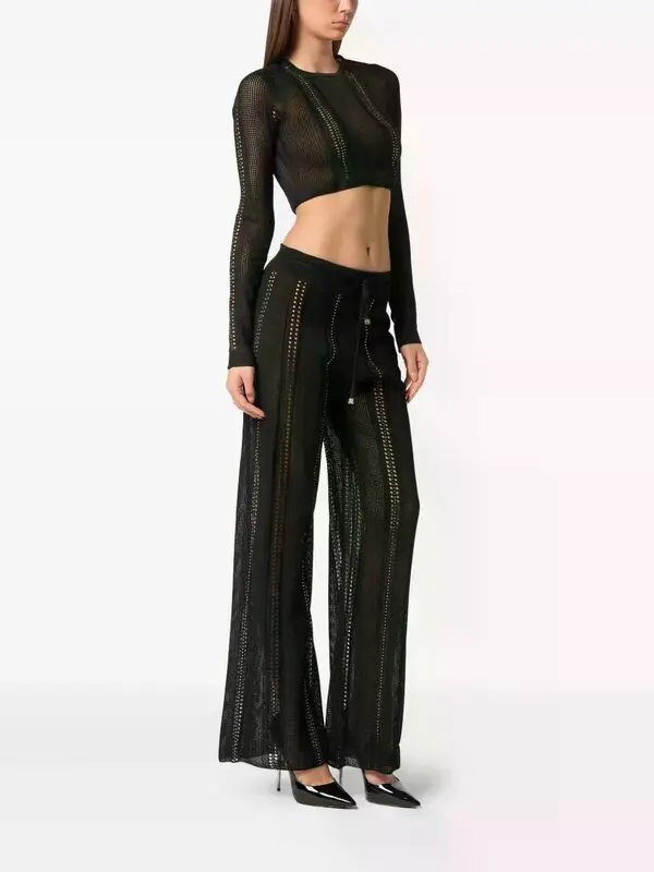 Philipp Plein Knit Flare Trousers With Drawstring Waistband