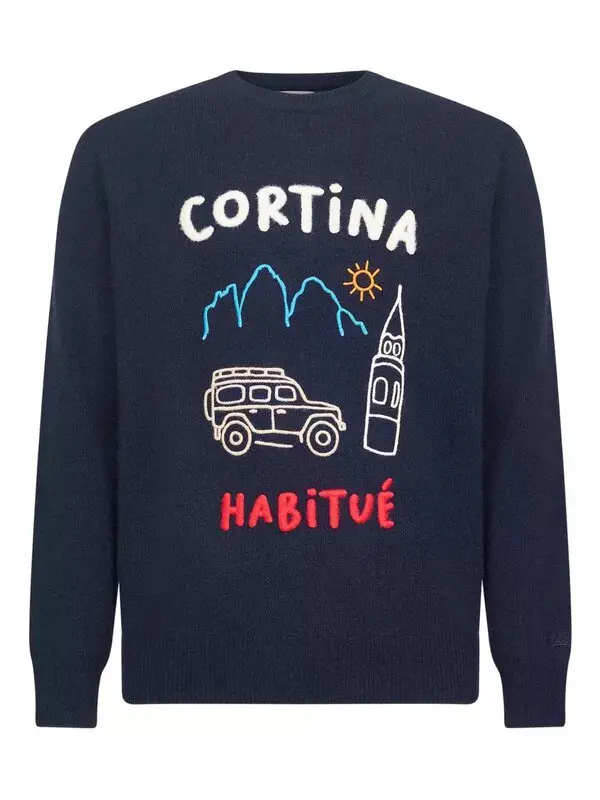 MC2 SAINT BARTH Graphic-print Long-sleeve Sweater - Blue