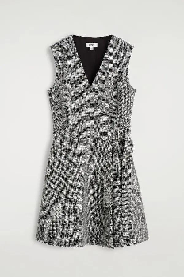 Cos Tweed Mini Wrap Dress In Gray - 20% Off | Editorialist