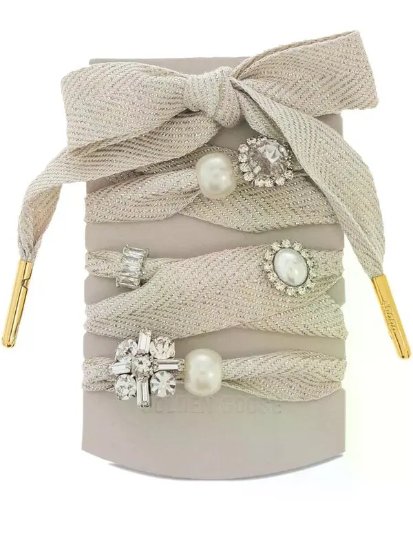 GOLDEN GOOSE Pearl-embellished Shoelaces - Neutrals