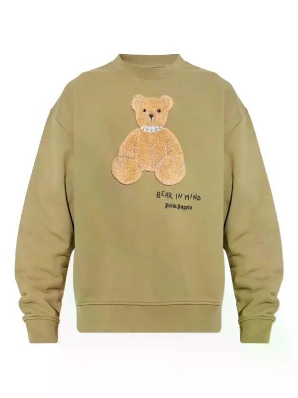 Palm Angels Teddy Appliqué Crew-neck Sweatshirt
