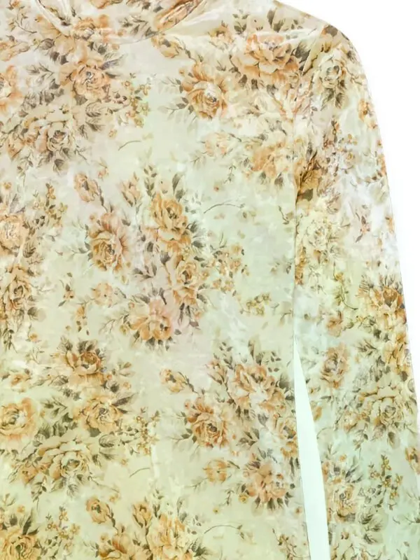 GANNI Floral Roll-neck Top - Neutrals