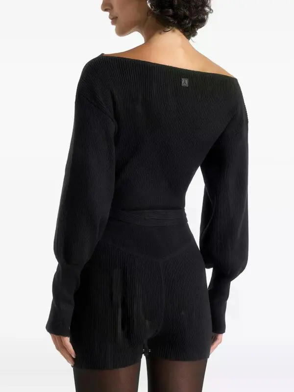 Manière De Voir Maniere De Voir Raya Off Shoulder Knitted Playsuit With Belt