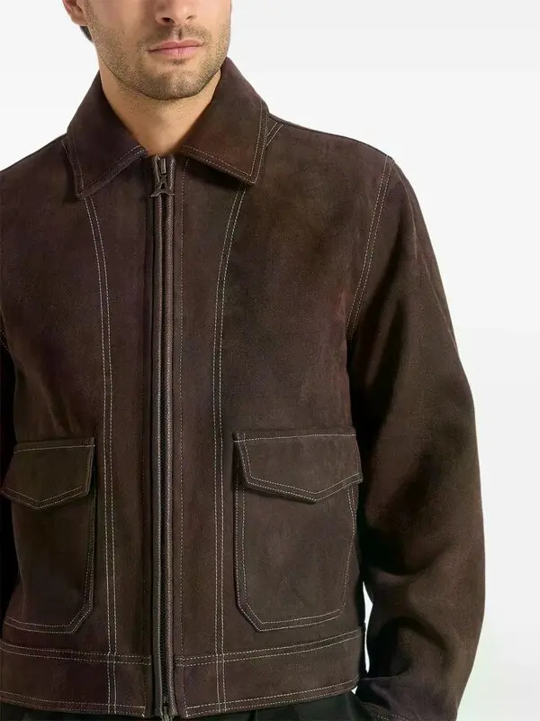 Manière De Voir Suede Contrast Stitch Jacket